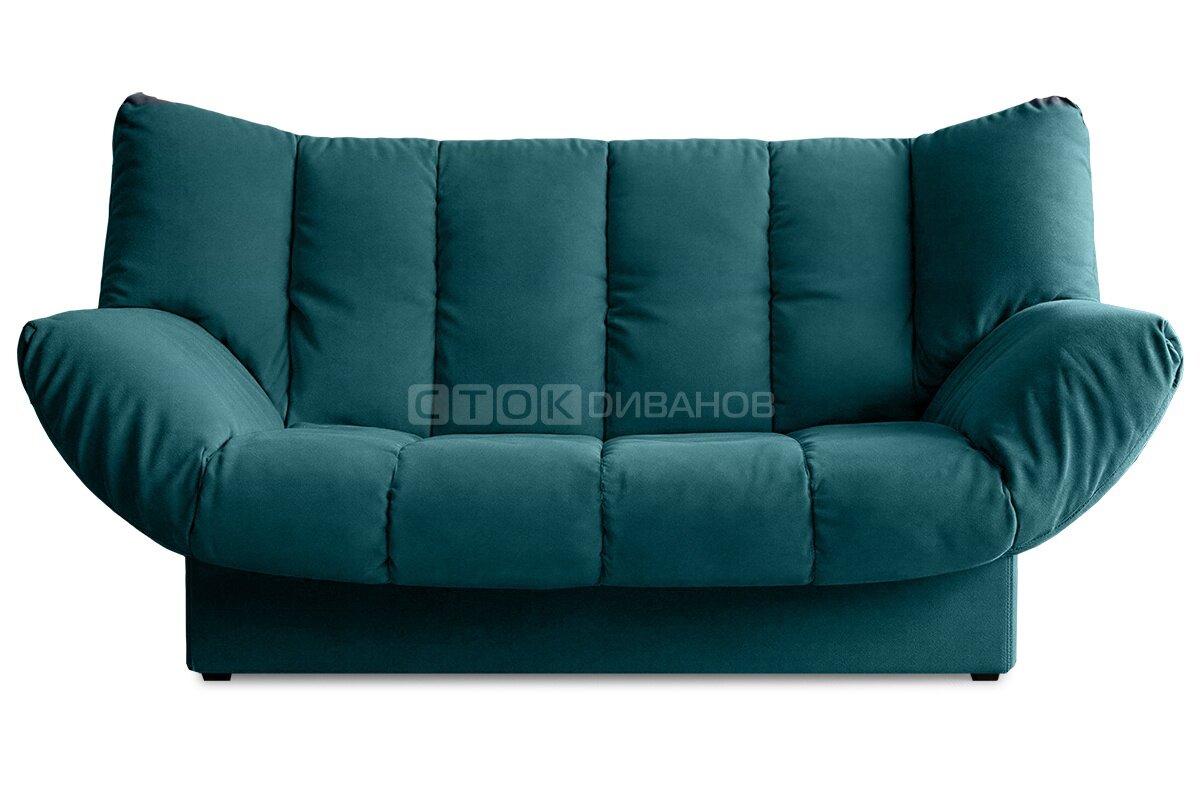 Диван Сток Диванов Вельвет Emerald изумрудный, механизм клик-кляк, съёмный чехол