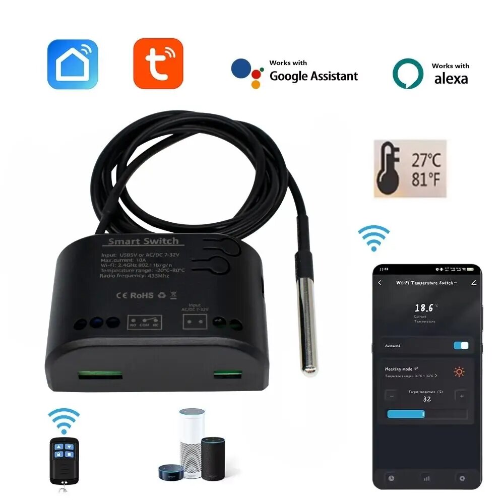 Умный термостат Tuya 2200 Вт 85-250V