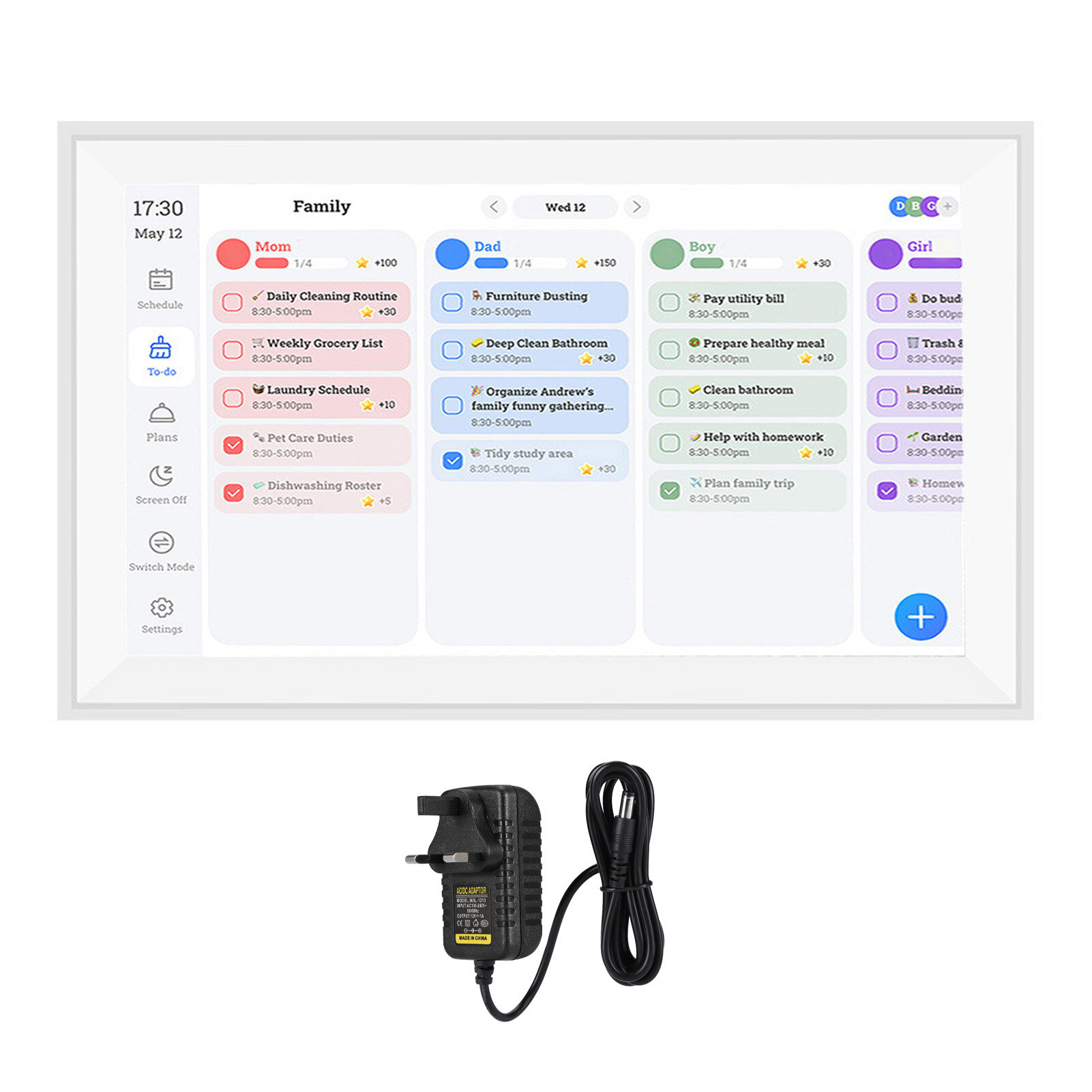 Цифровой календарь, график работы, 15,6-дюймовый интерактивный сенсорный экран FHD с разрешением 1080P, настенное крепление для стола, электронный умный семейный планировщик, вилка GB (100–240 В)