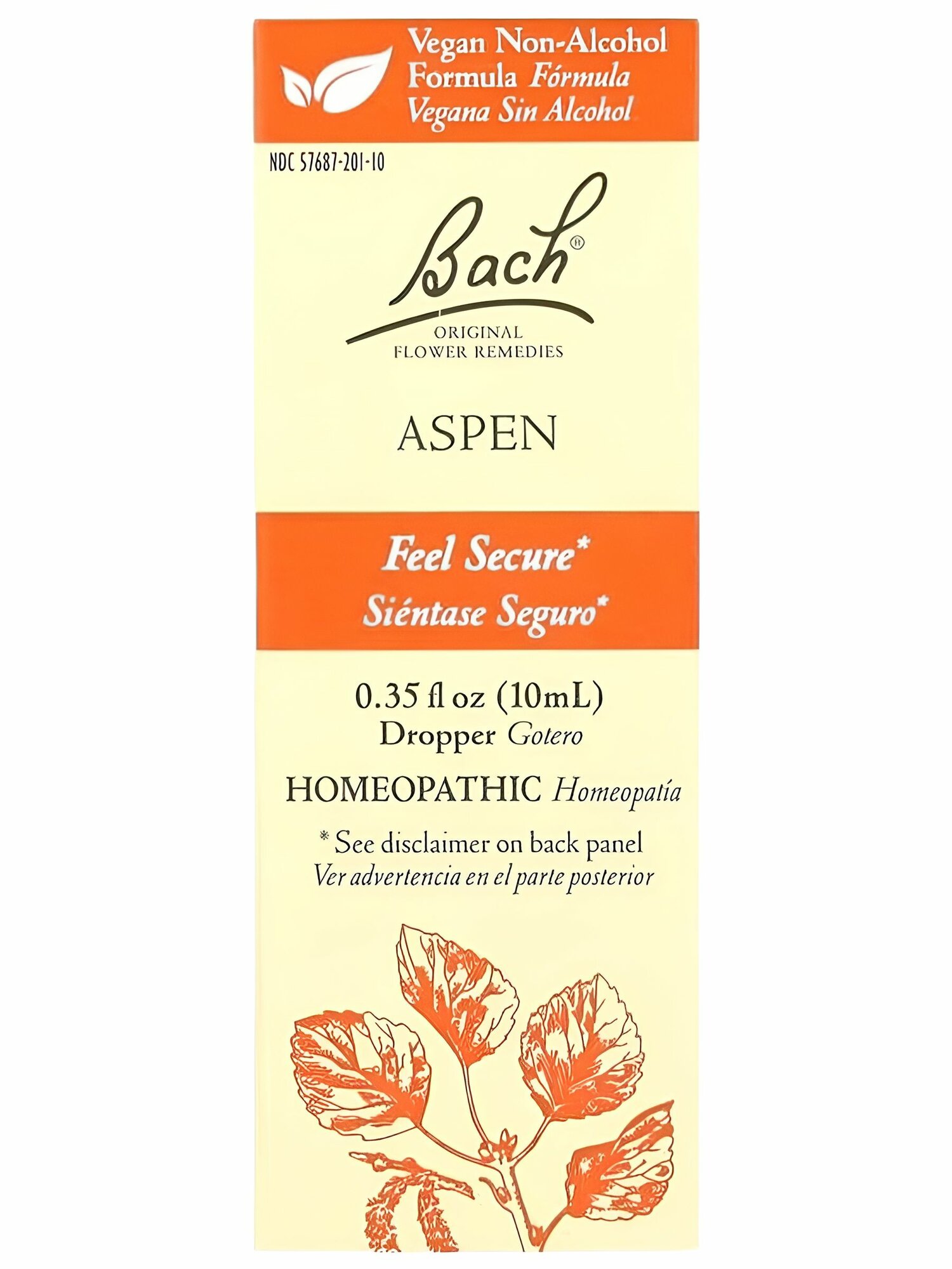 Bach, Original Flower Remedies, Aspen, осина, безопасность и спокойствие, 10мл