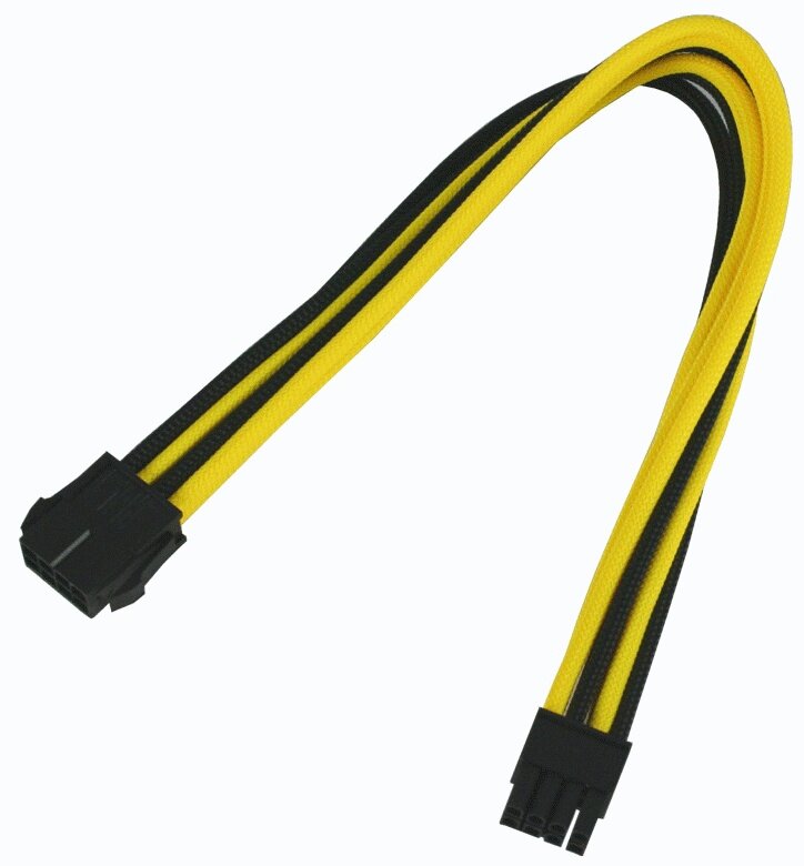Удлинитель Nanoxia Удлинитель Nanoxia 8-pin PCI-E, 30см, индивидуальная оплетка черный/желтый NX8PE3ESG