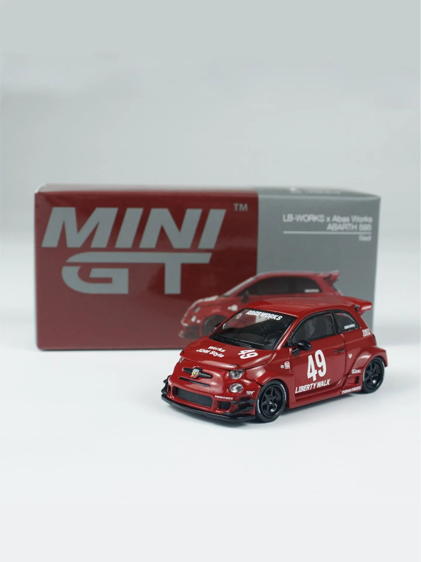Машинка MINI GT 1/64 LB-WORKS x Abas Works ABARTH 595 Red Die-cast Alloy Car Model Collection Gift