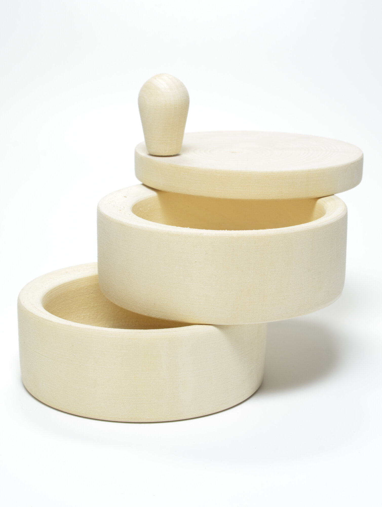 Шкатулка со сдвигающейся крышкой 2-х ярусная. Заготовка для росписи и декупажа. Диаметр 10см.