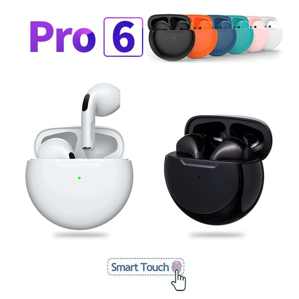 Pro 6 TWS Bluetooth наушники беспроводные наушники Smart Touch гарнитура HIFI стерео спортивные наушники для iPhone Xiao