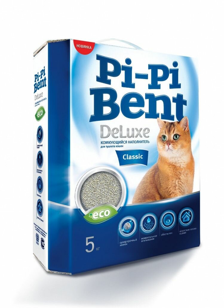 Наполнитель для кошек Pi-Pi-Bent DeLuxe Classic, комкующийся, 5 кг