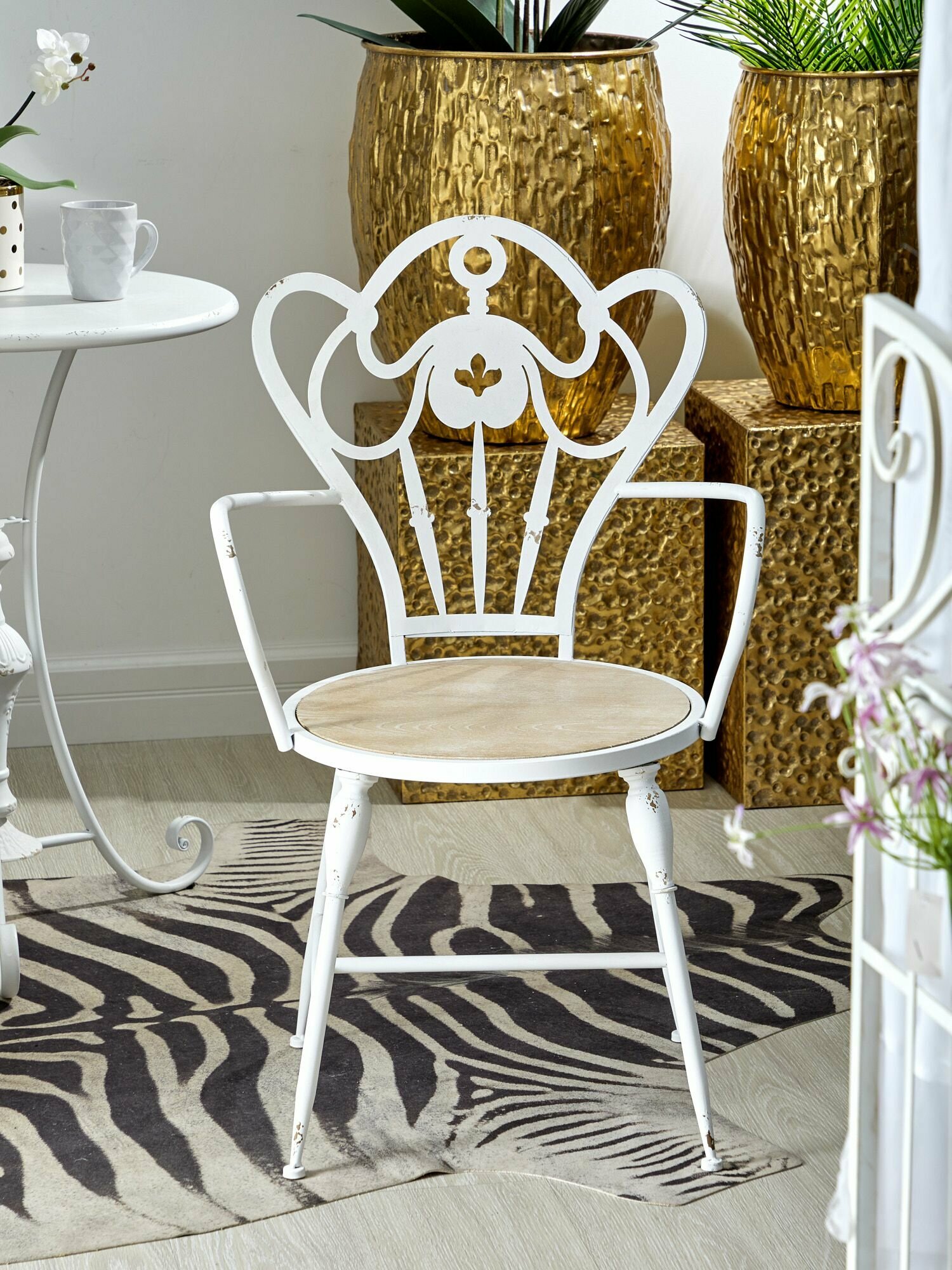 62-041 Кресло кованое Прованс 55х45х88см, Металл, дерево, Glasar