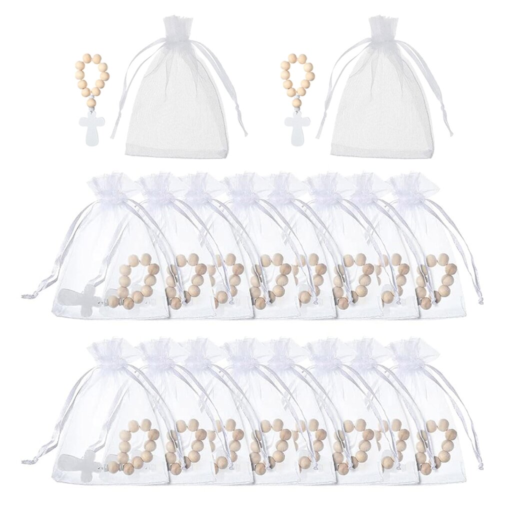 18pcs католические древесины браслеты с розариями с креста