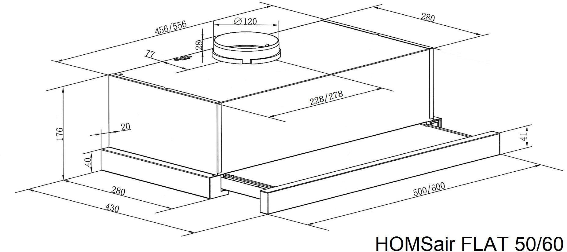 Встраиваемая вытяжка Homsair Flat 50 черная