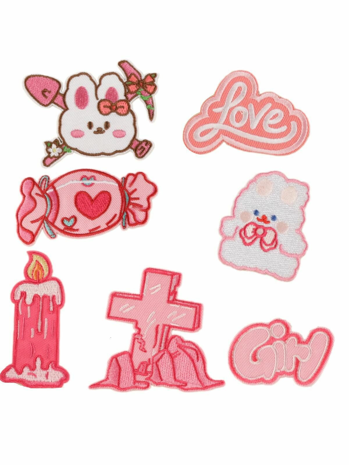 Набор 7 текстильных аппликаций с буквами, - 7ps