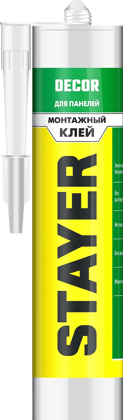 Клей монтажный STAYER DECOR, Professional, объем 280 мл, белый, для молдингов и панелей