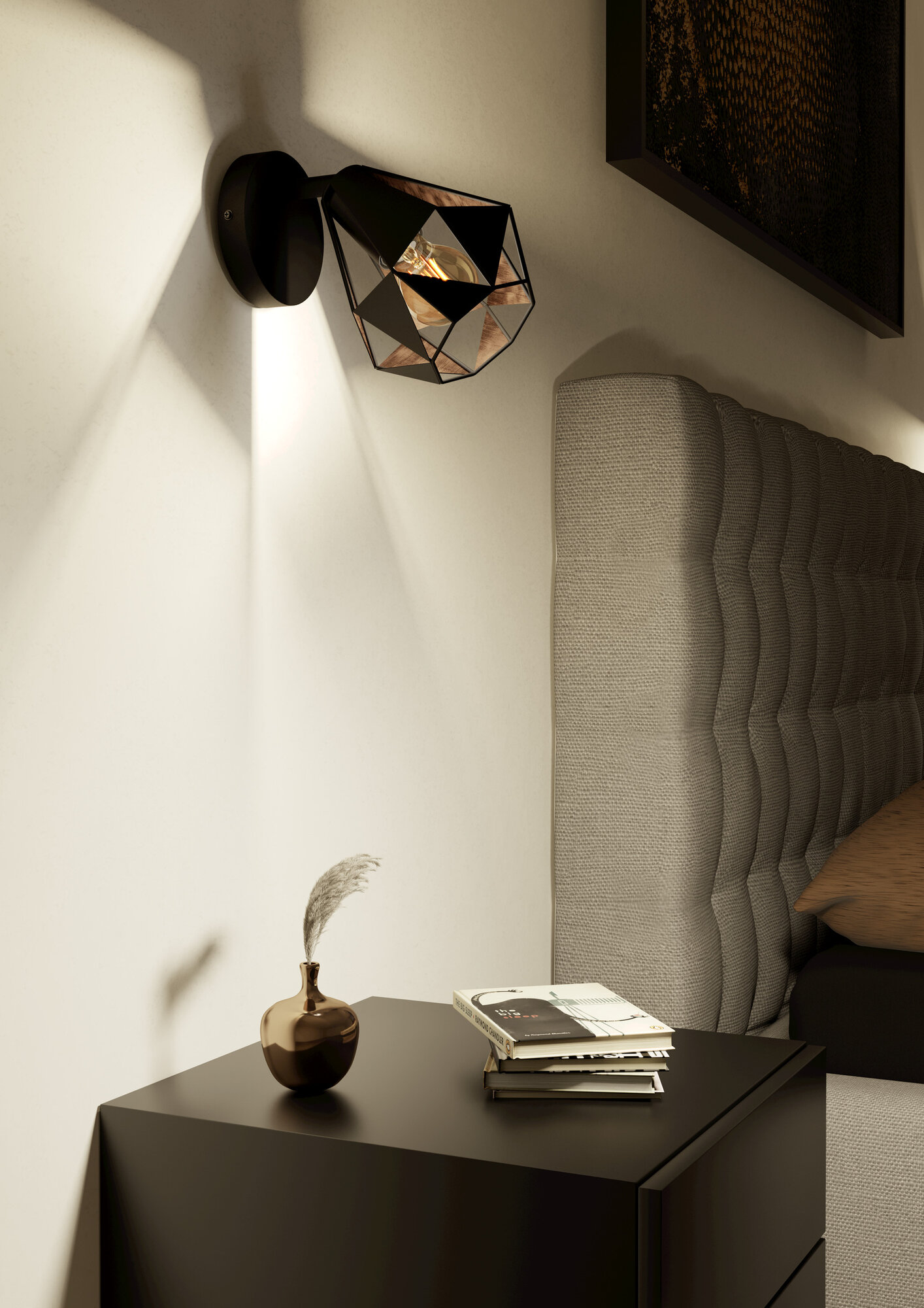 Светильник настенный EGLO Carlton 43715, сталь, черный, медный внутри, цоколь E27