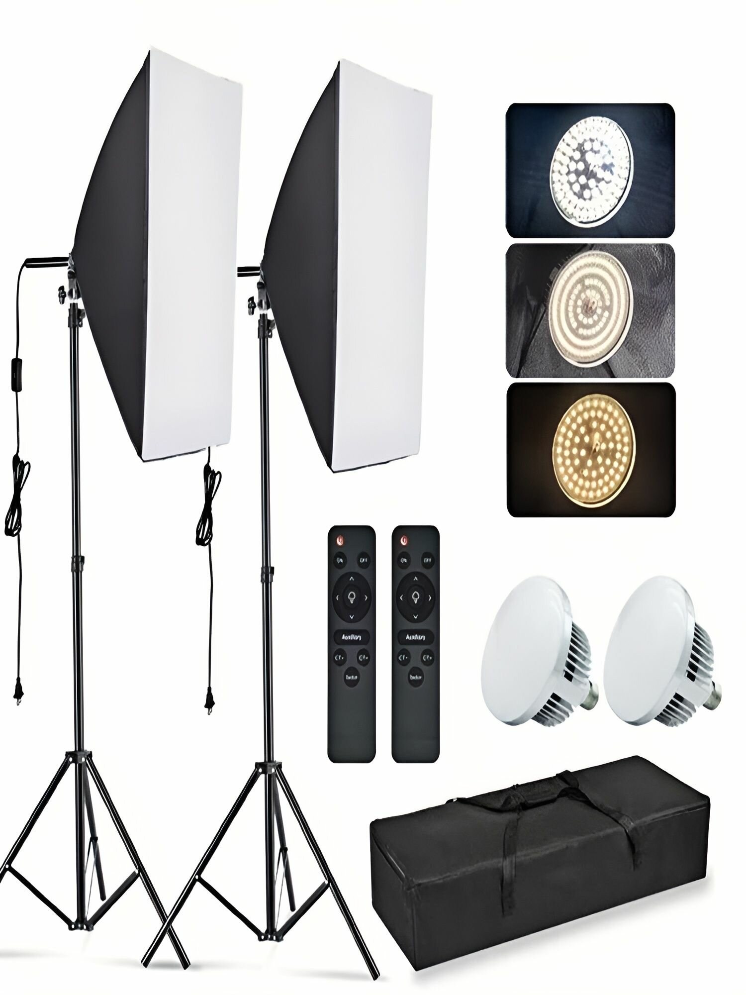 2 софтбокса 50х70 см с LED-лампами 85Вт. Непрерывный свет для фото и видео. Идеально для студийной съёмки