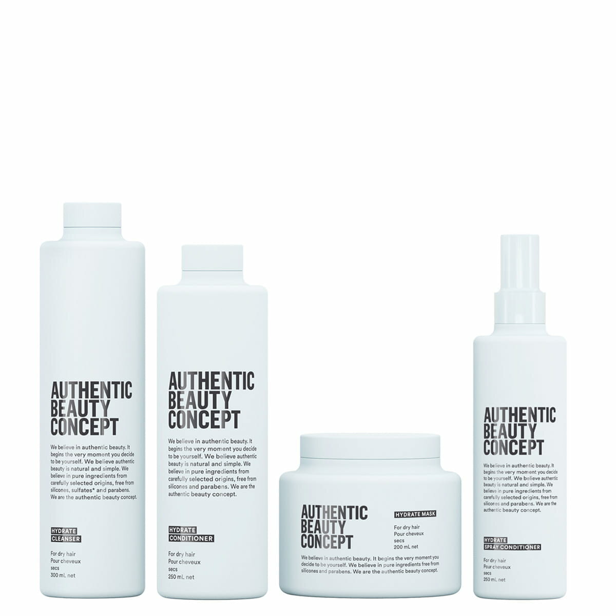 Authentic Beauty Concept Увлажняющий набор для волос шампунь, кондиционер, маска, спрей Hydrate - 4 предмета