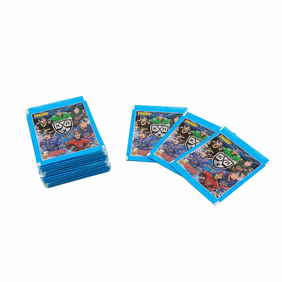 Наклейки для коллекционирования Panini Хоккей КХЛ сезон 2021-2022, 50 пакетиков, 250 наклеек
