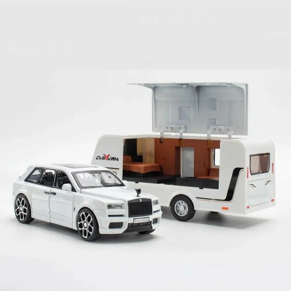 Детская игрушка металлическая Rolls-Royce Cullinan с Прицепом (Ролс-Ройс Куллинан) / Масштаб 1:32