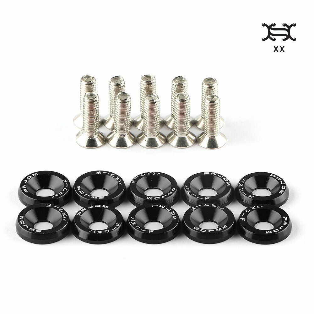 Болты М6 с алюминиевыми шайбами JDM чёрный