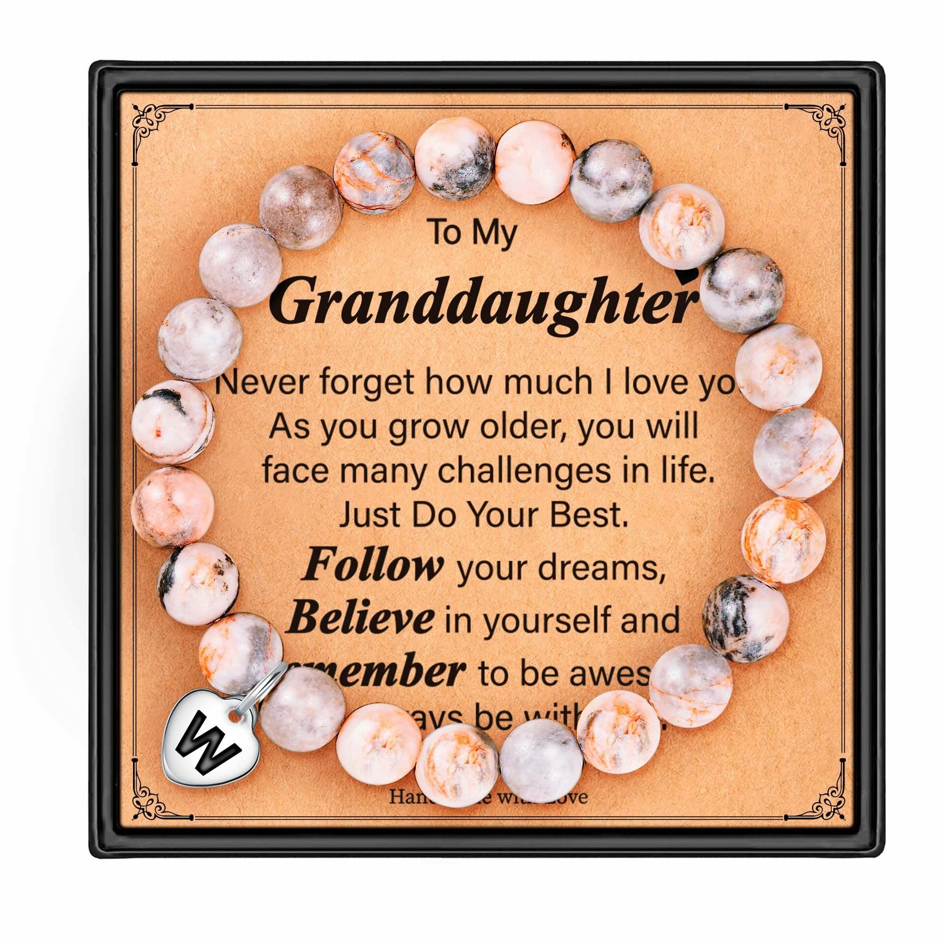 Браслет для гадания, YM 26 букв Сердце Яшма Внучка Бусы Ручной Удача