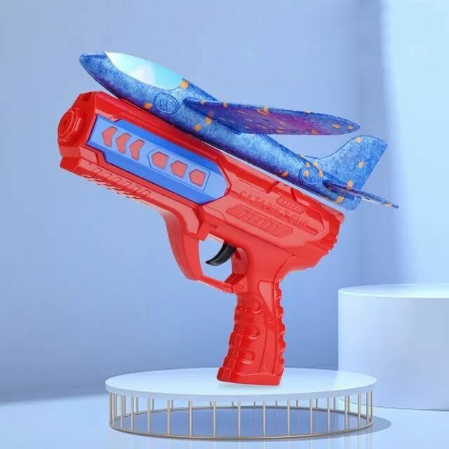 Игрушечная катапульта для запуска пенопластовых самолетов, красная пусковая установка для детей, уличные игры и развлечения, развивающая игрушка