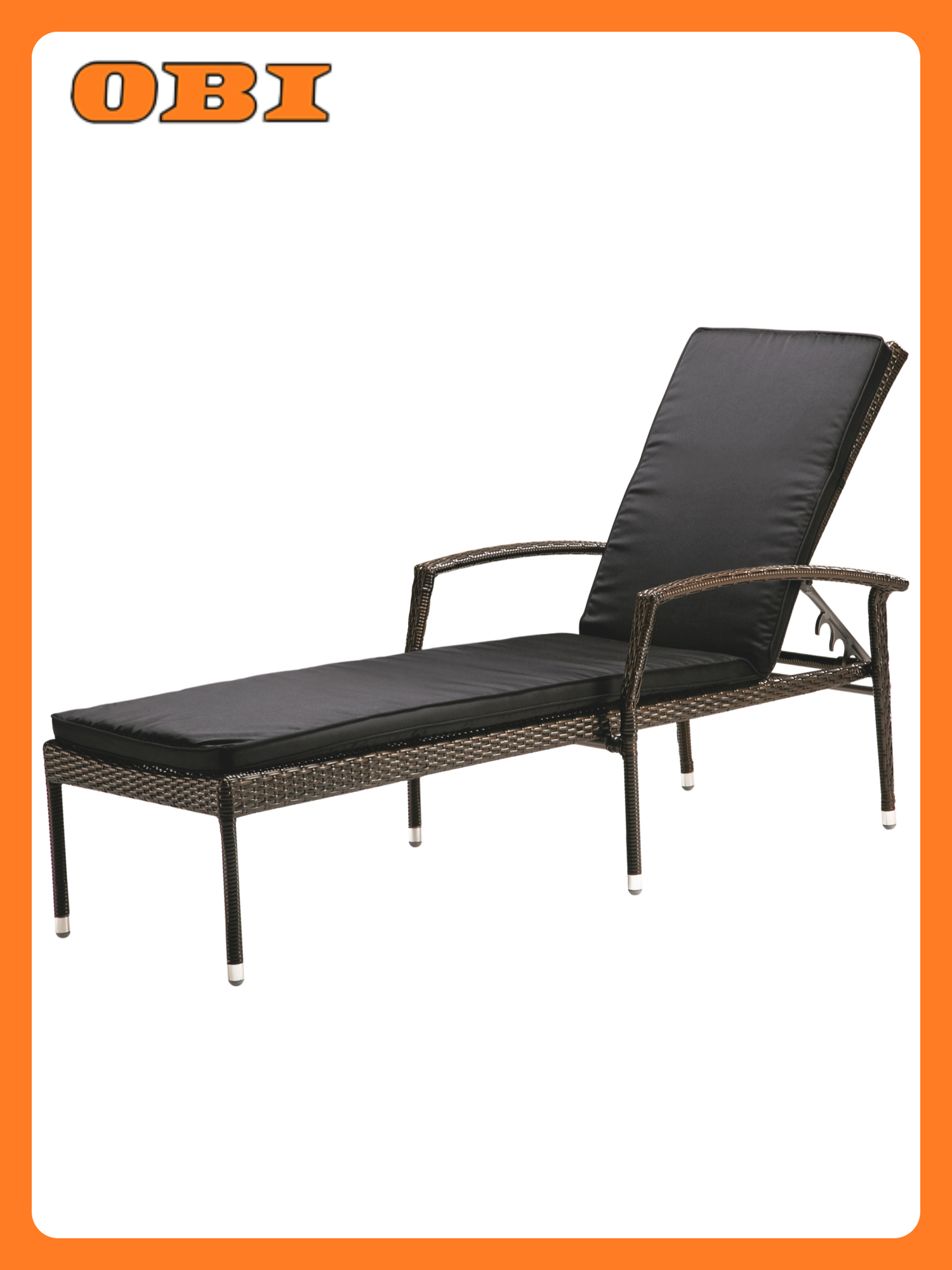 Шезлонг "Davenport", искусственный ротанг, с матрасом, с подлокотниками