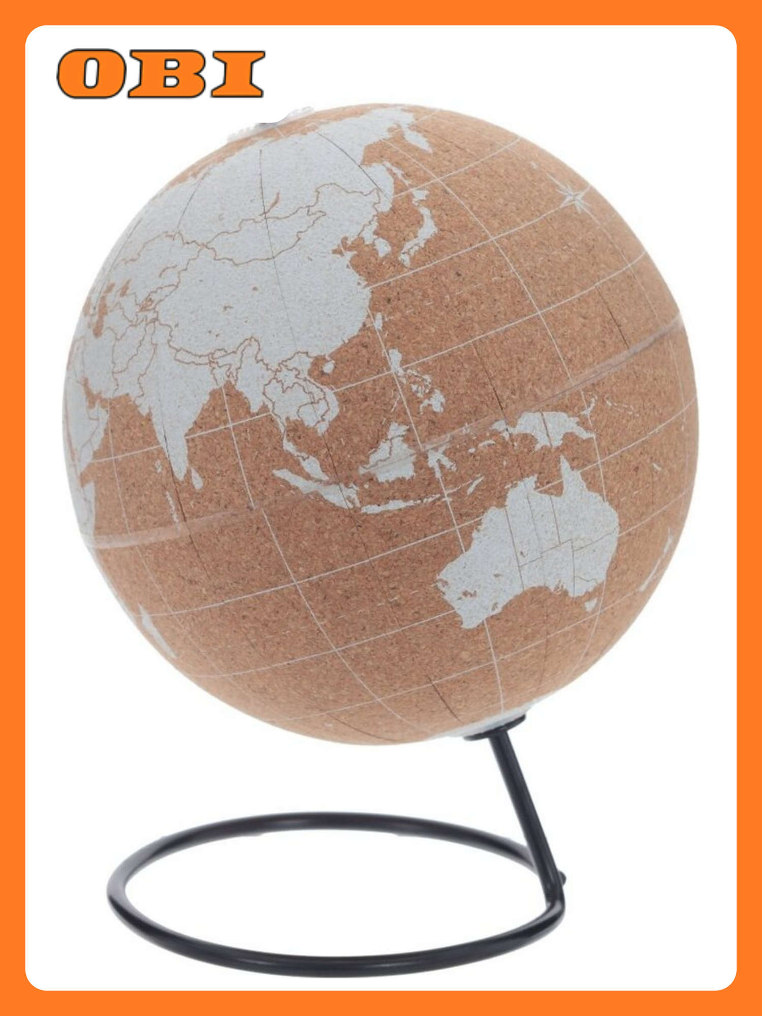 Глобус "Глобус" L14 W14 H19 см, настольный, из пробкового дерева, бежевый