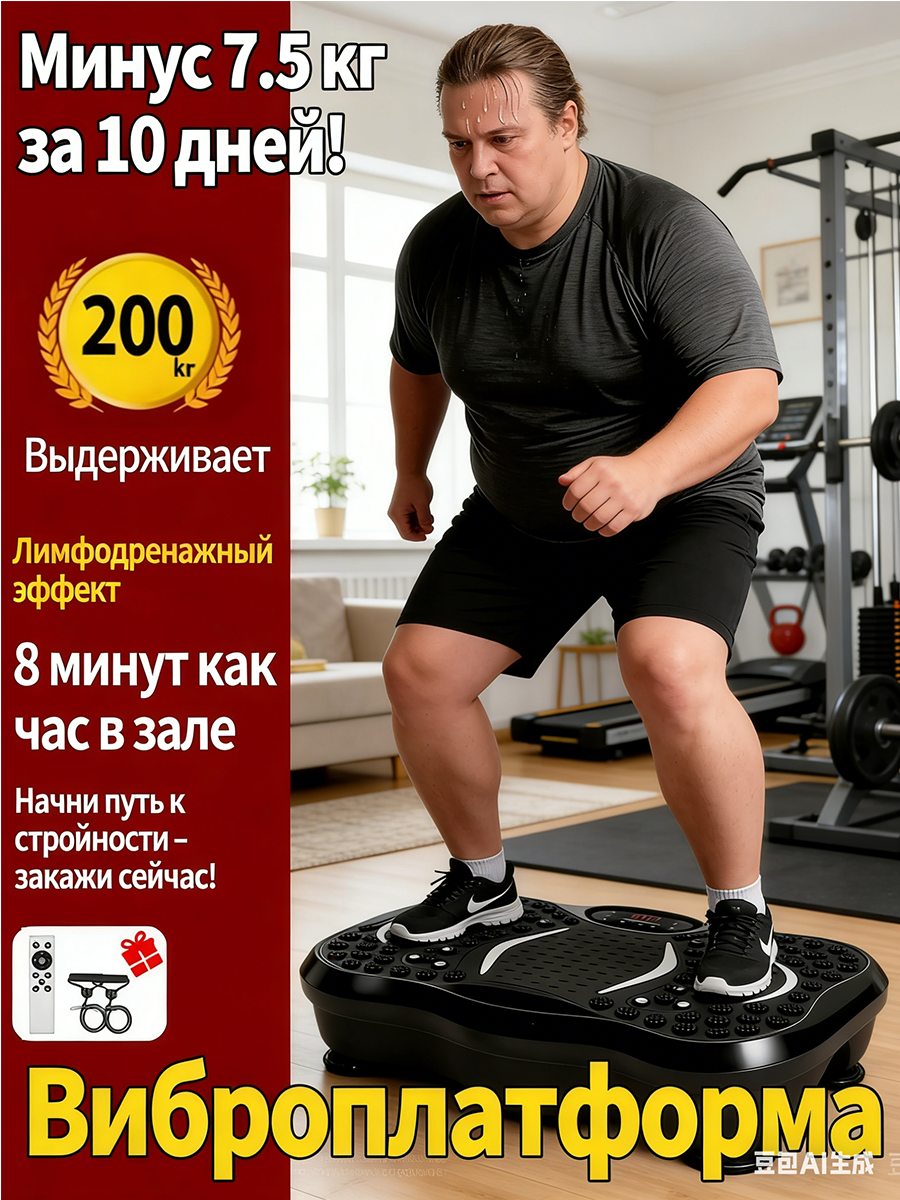 Виброплатформа для похудения до 200 кг с музыкой, домашний кардио тренажер электрический антицеллюлитный