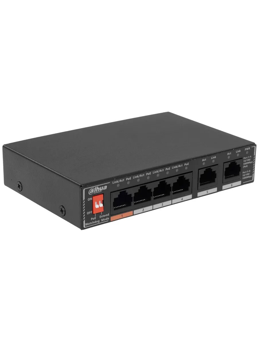 Коммутатор DH-SG1006P 6-портовый гигабитный неуправляемый