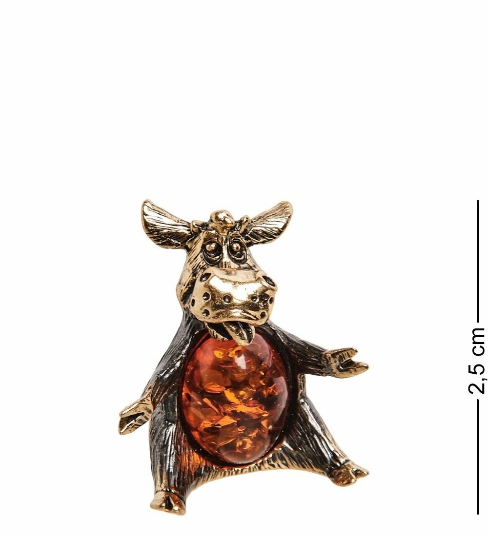 Фигурка Бык обнимашки (латунь, янтарь) A2163326 Народные промыслы бронзовый