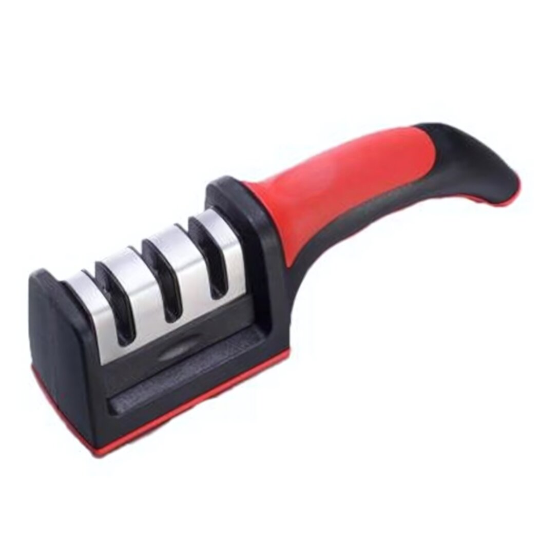Точилка для ножей и ножниц с 3 степенями заточки, ручная, черно-красная, модель ДС-495