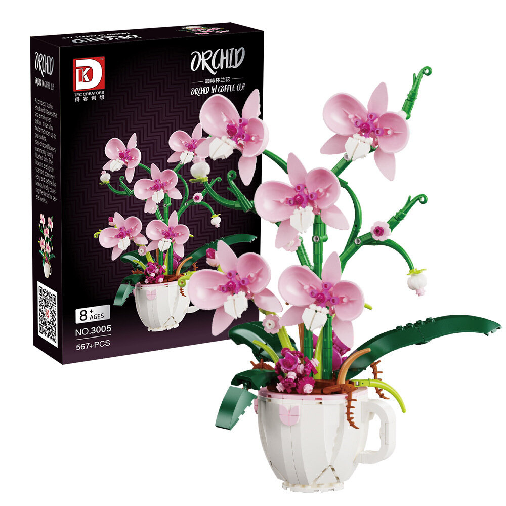 Chuangxiang 3035 кофейная чашка, ромашка, роза, завод, строительные блоки, игрушки, украшения, строительные блоки-головоломки