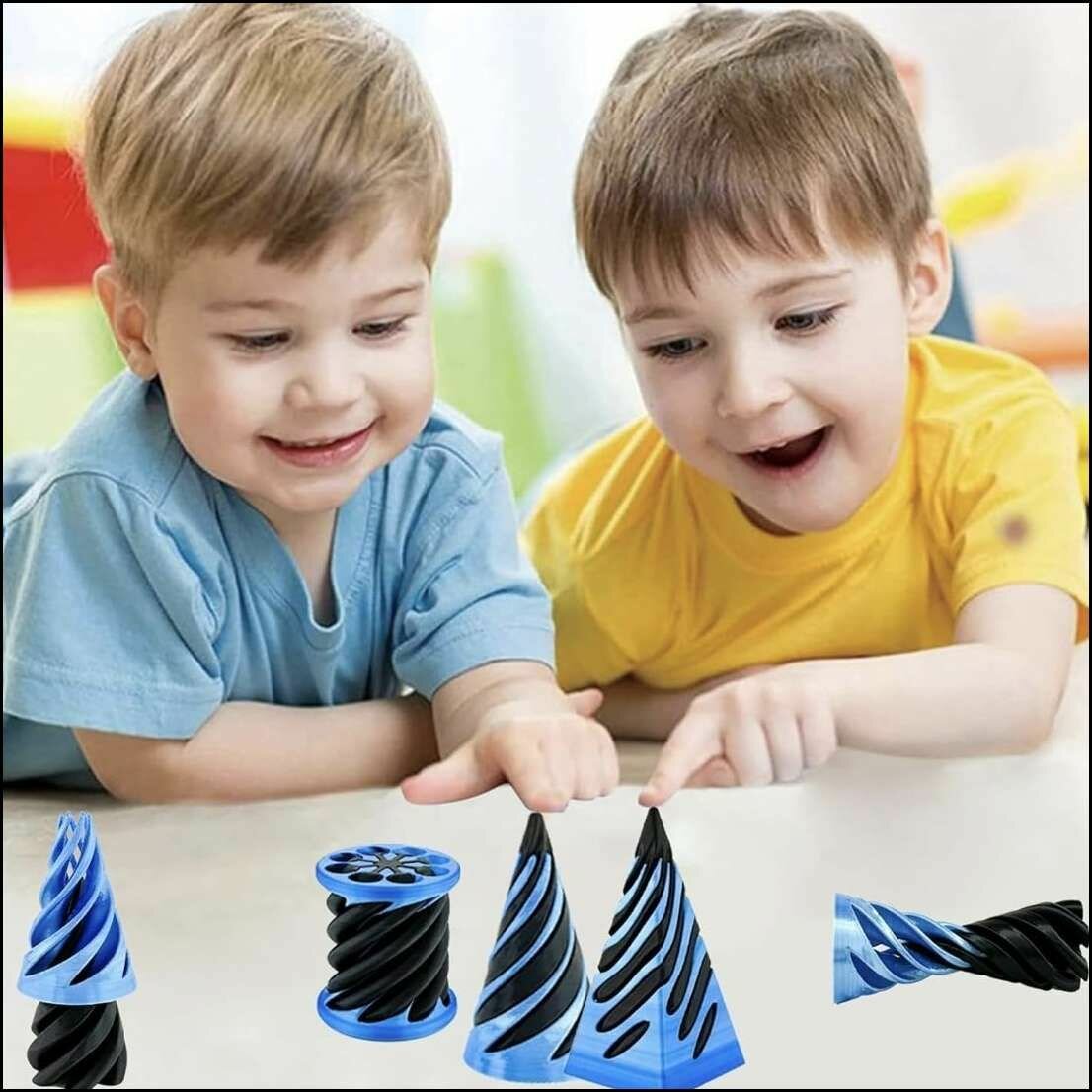 Набор из 3 напечатанных на 3D-принтере игрушек со спиральными конусами для пальцев