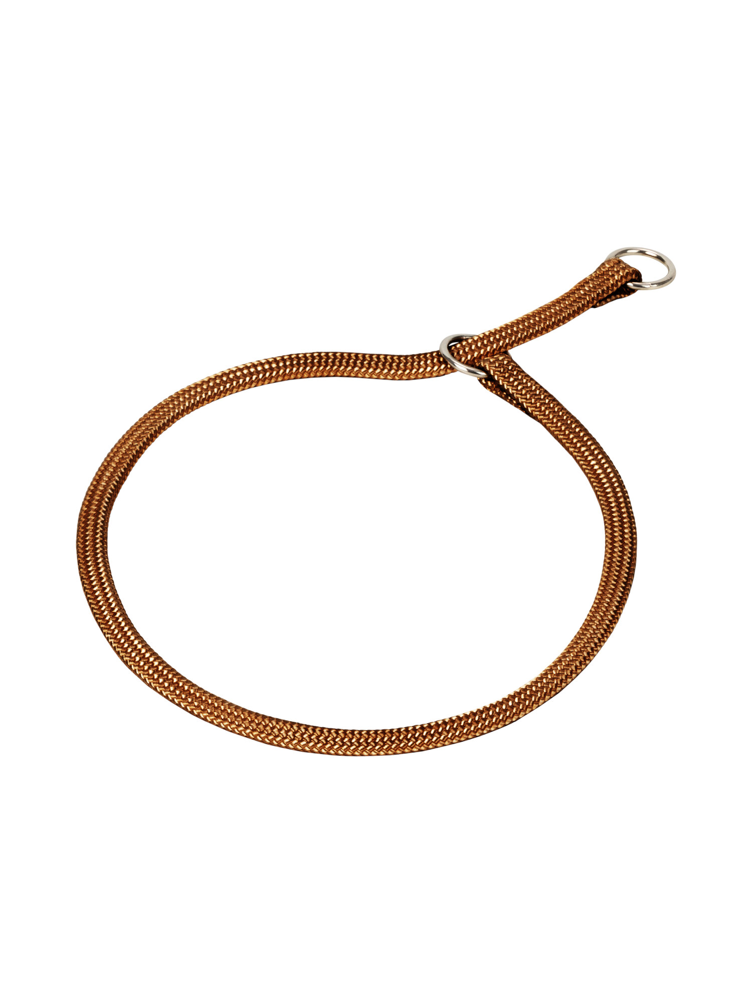 Ошейник-удавка для собак ZooOne с 2-я кольцами (лента-чулок) 7 мм, 45 см, светло-коричневый