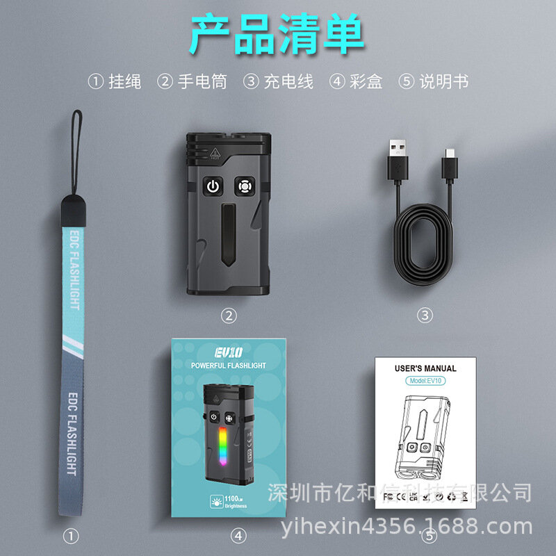 EDC мини-фонарик из алюминия с RGB-светом, водонепроницаемый, фонарь-флуд для повседневного ношения