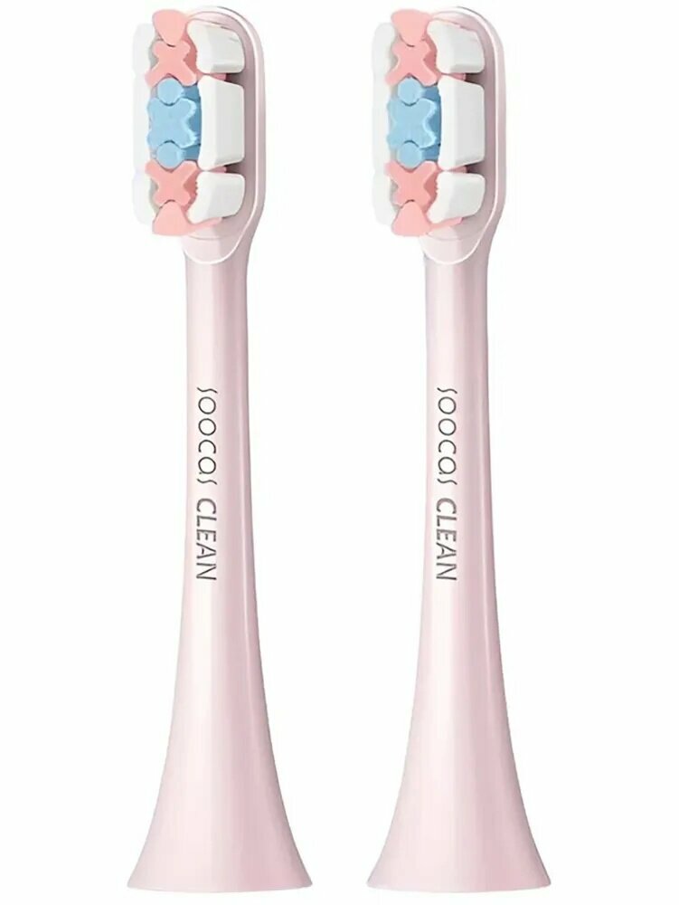 Насадки для зубных щеток Soocas Clean X3U, X3, X3 Pro, D3 и др, розовые, 2 шт (3011442)