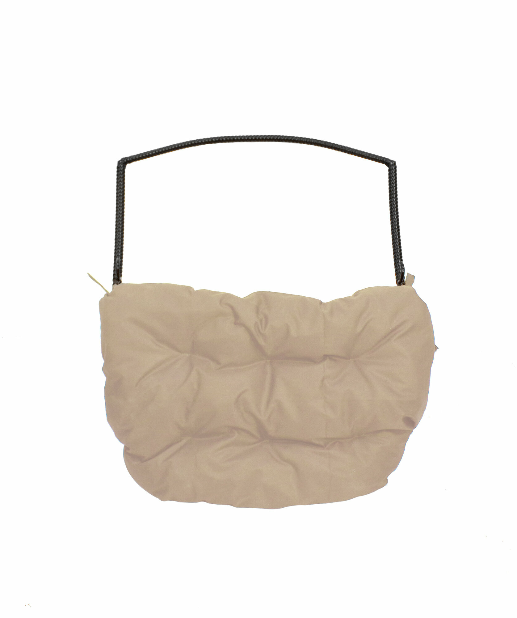 Подставка для ног на кресло подвесное для двоих, с ротангом черное, бежевая подушка