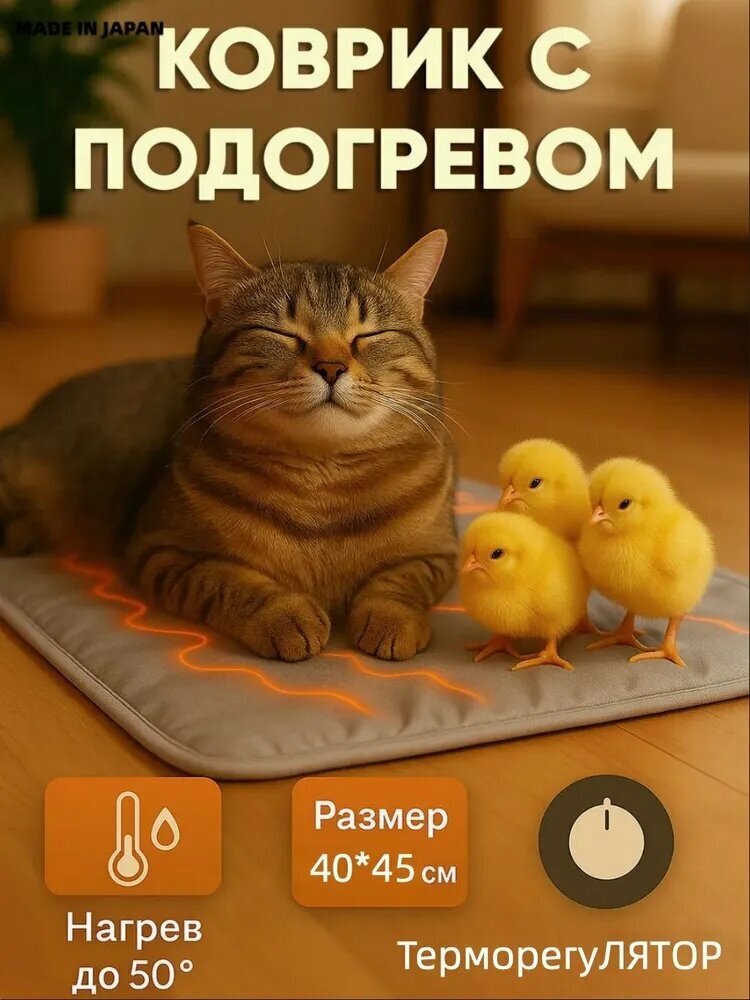 Лежанка для кошек, собак с подогревом мелких пород, коврик с подогревом для животных