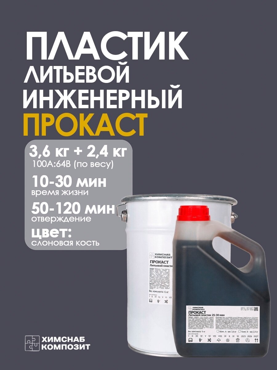 Литьевой пластик инженерный, АБС пластик, Прокаст 6 кг