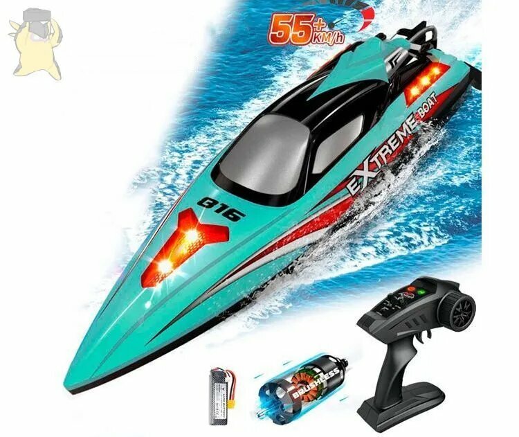 Радиоуправляемый катер HJ Toys Blue Extreme (48 см, 55 км/ч, Brushless) - HJ816PRO-BLUE-BAG