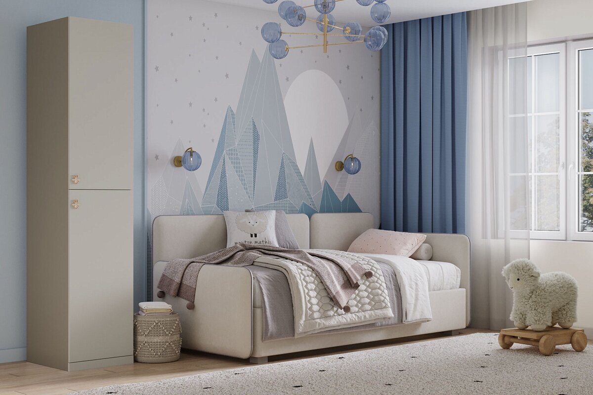 Пенал МебельЛэнд24 Скарабей - 1 МДФ Кашемир 45x52x210 бежевый для одежды двухдверный