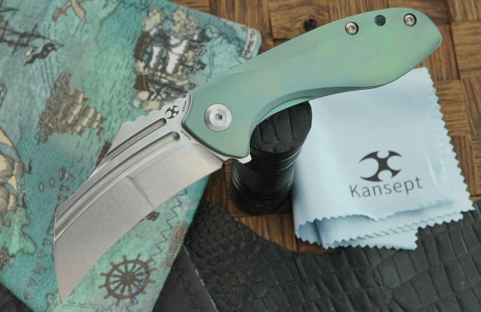 Складной нож Kansept Knives KTC 3, сталь CPM S35VN, SW, рукоять зеленый титан