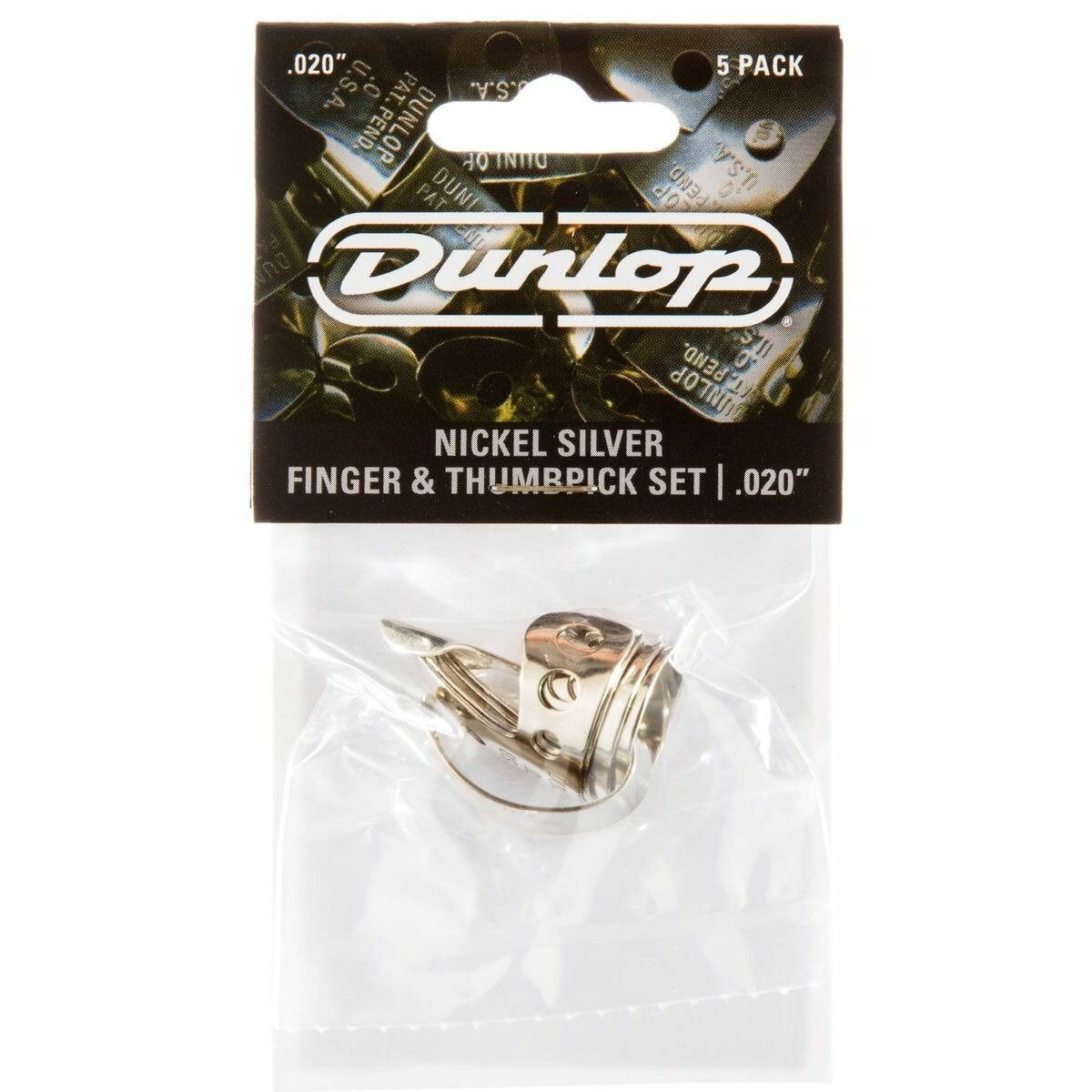 Набор медиаторов 5шт. Dunlop 33P020 Nickel Silver Fingerpick 5Pack