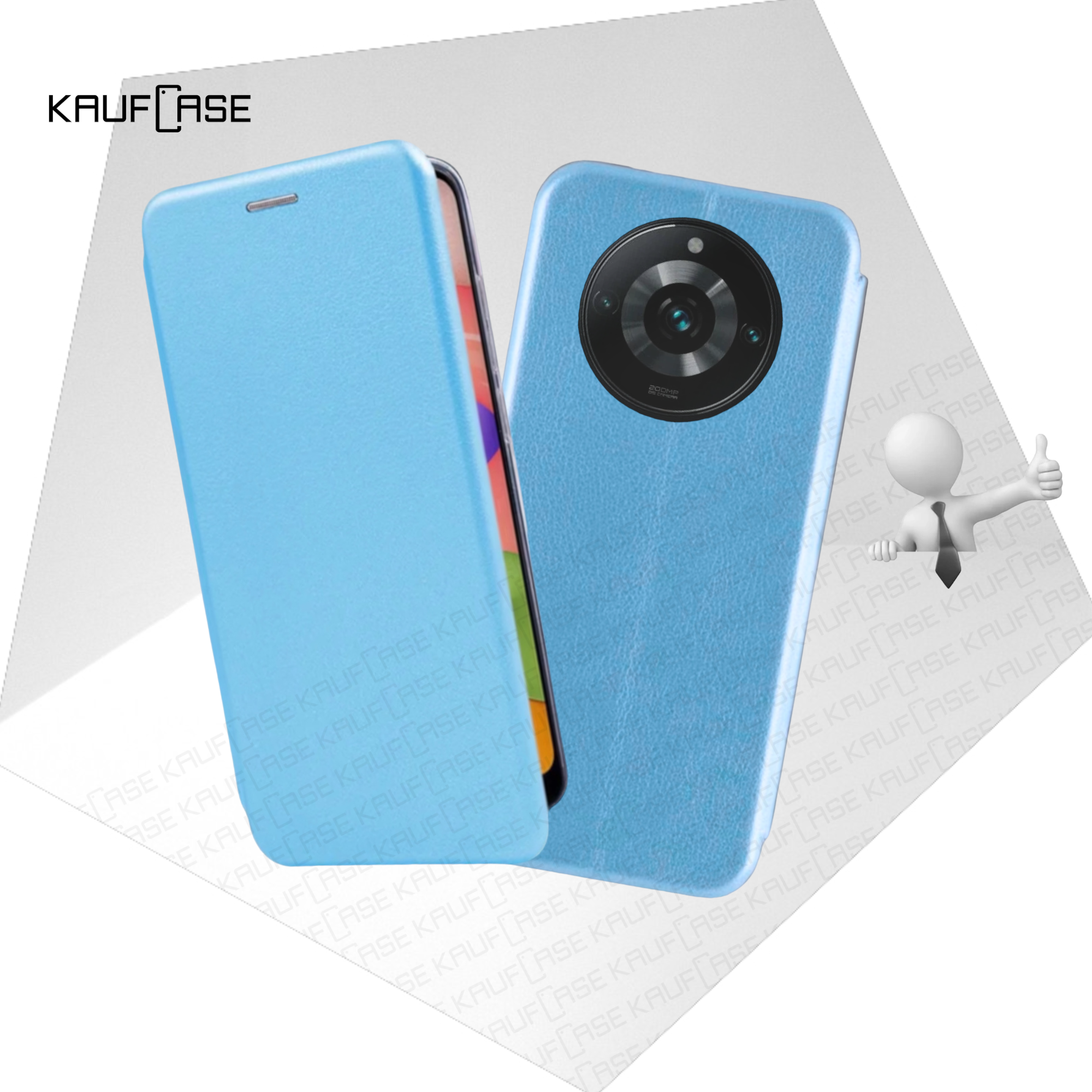 Чехол книжка для телефона Realme 11 Pro /11 Pro+(6.7"), голубой. Текстура под кожу
