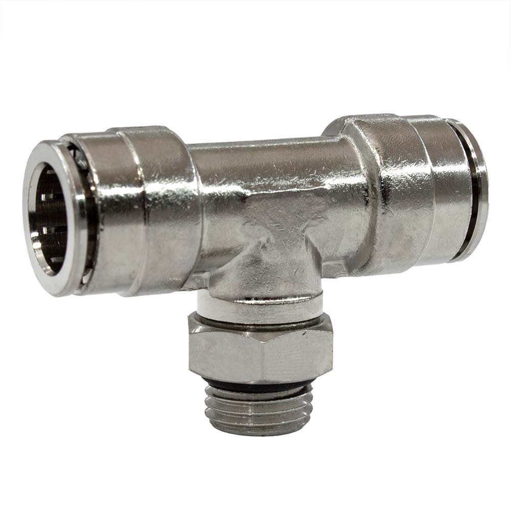 Пневмофитинг цанговый T-образный Cn-T1/4M-12 для полиуретановых и рильсановых трубок, Арт. 5710