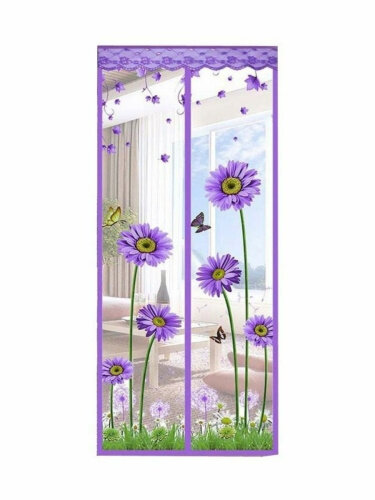 1-2. sale Сетка антимоcк. на магнитах рис Ромашки 100*210мм (кноп. 10шт) коробка (на двери) E1M