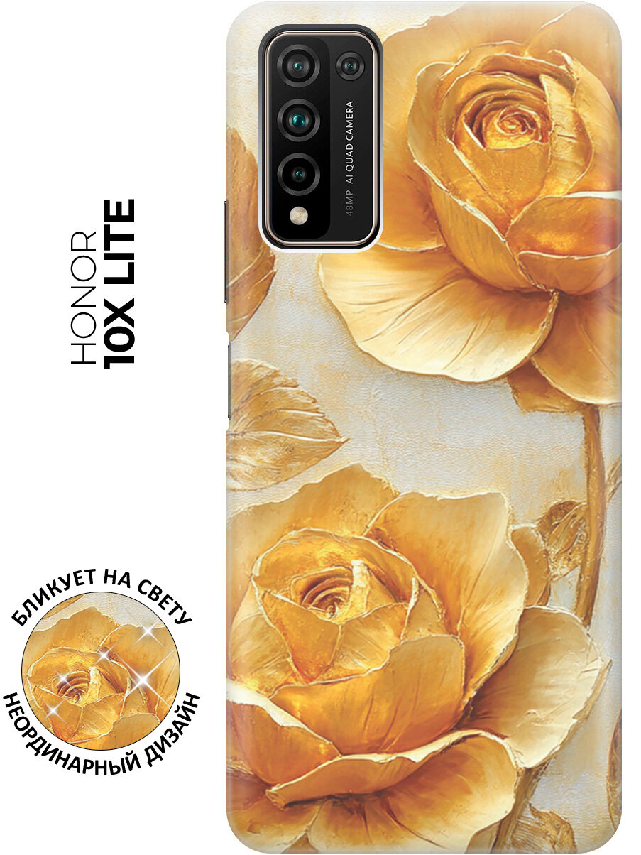 Силиконовый чехол на Honor 10x Lite с принтом "Золотые розы"