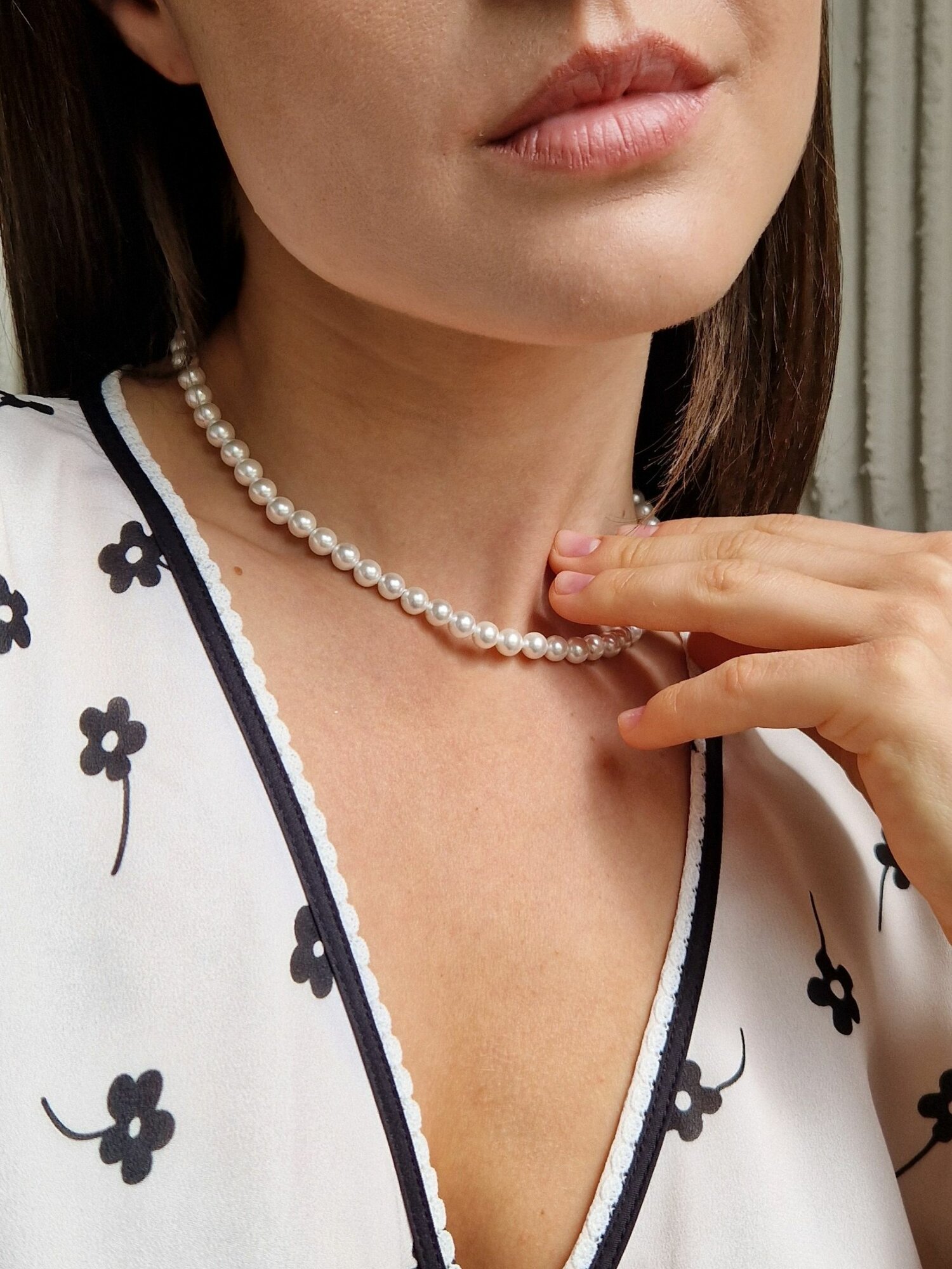 Чокер, жемчуг имитация