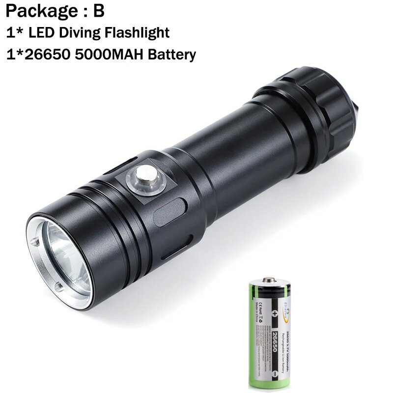 Водонепроницаемый фонарик для дайвинга L2, 2000 лм, IP68