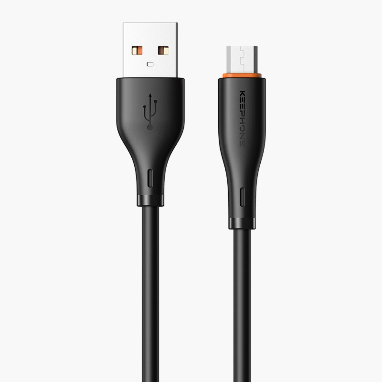 Кабель силиконовый 10W USB-A to micro Keephone до 30 000 сгибов, для зарядки и синхронизации 480 Мбит/с, 1 метр — черный