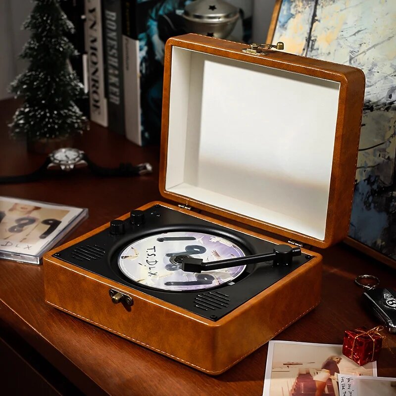 CD-плеер с Bluetooth для дома - ретро-чемодан, настольные CD-плееры со встроенными динамиками HiFi Bluetooth 5.0, поддержка FM, разъем для наушников AUX/USB, CD-плеер для подарков
