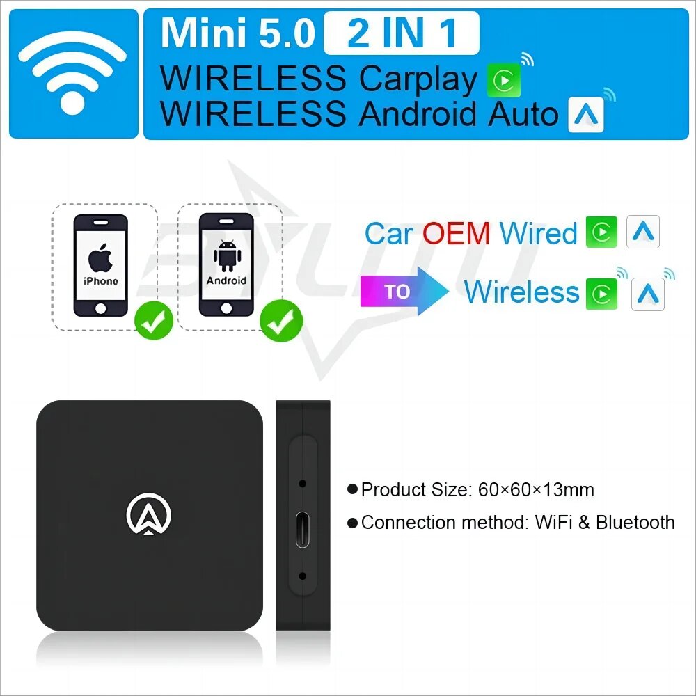 Беспроводной Carplay Mini Box Dongle Беспроводной Android автоадаптер для Toyota Mazda Honda Hyundai Kia VW Audi Benz Ford Opel Chery