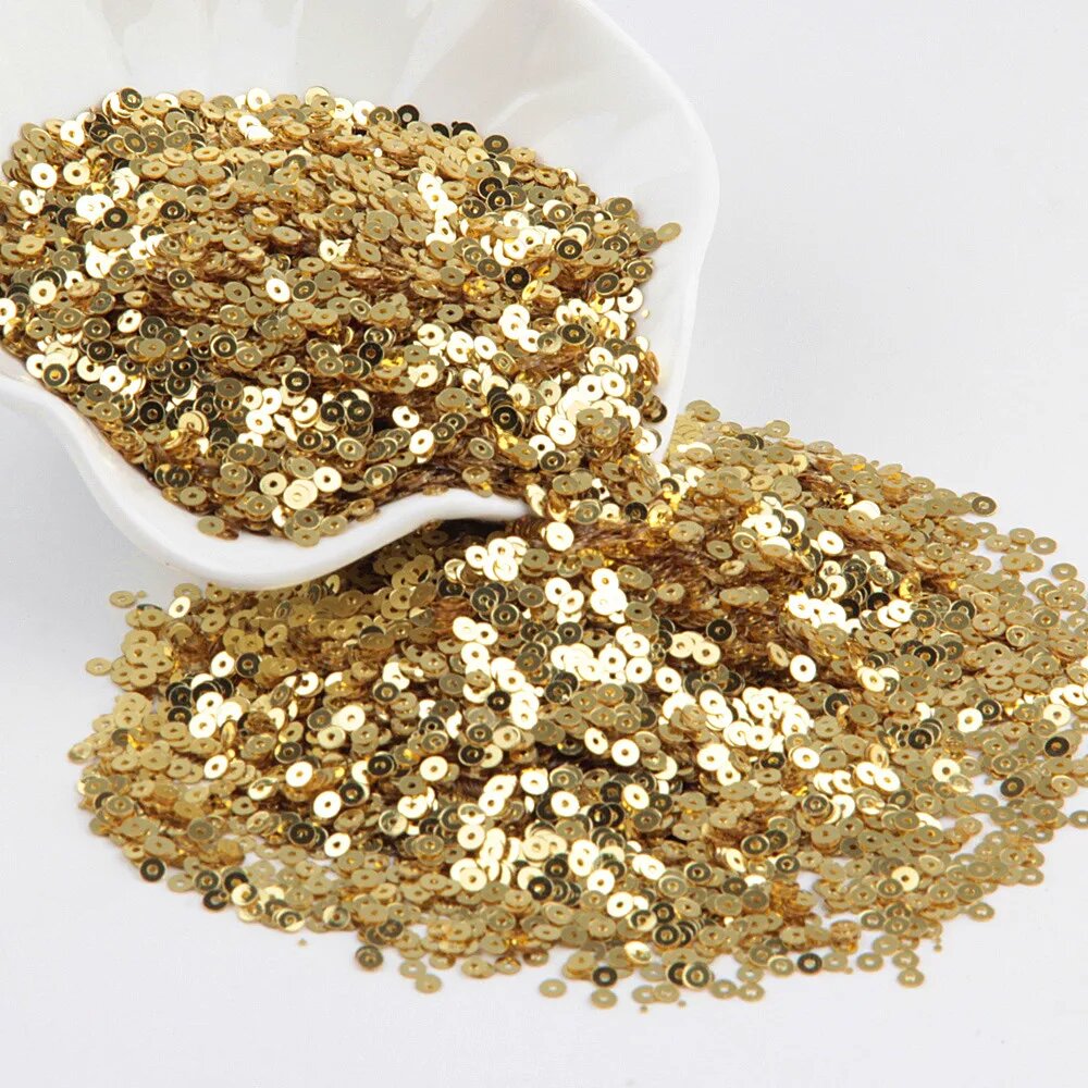 Блестки ПВХ золотые, 3 мм, light gold